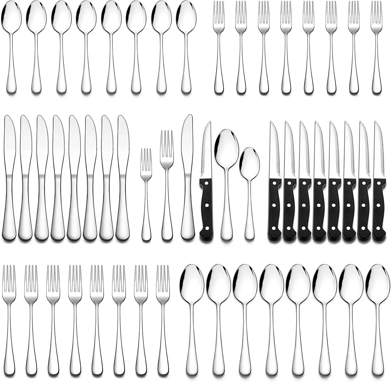 24-Piece Stainless Steel Flatware Set - Silverware Cutlery Service for ...