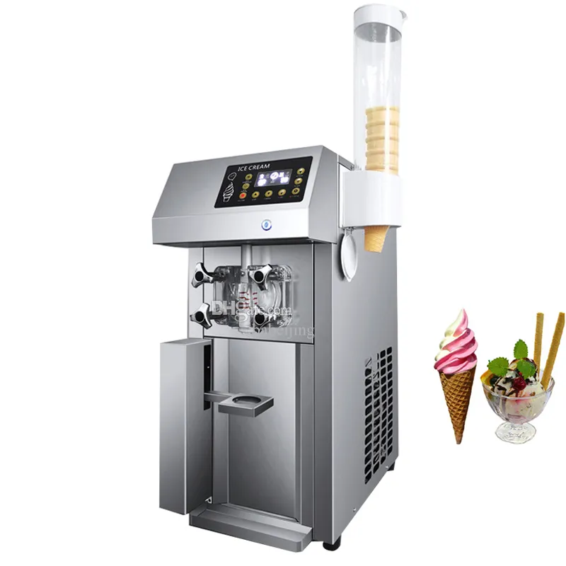 Three Flavors Automatic Ice Cream Machine With Sweet Cone, 1250W ...
