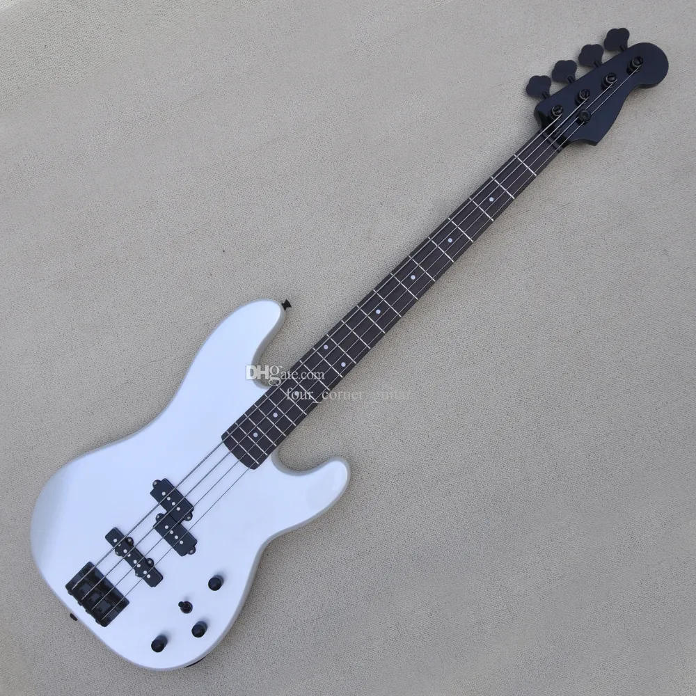 4-String Silver Electric Bass Guitar with 20 Frets Rosewood Fretboard ...