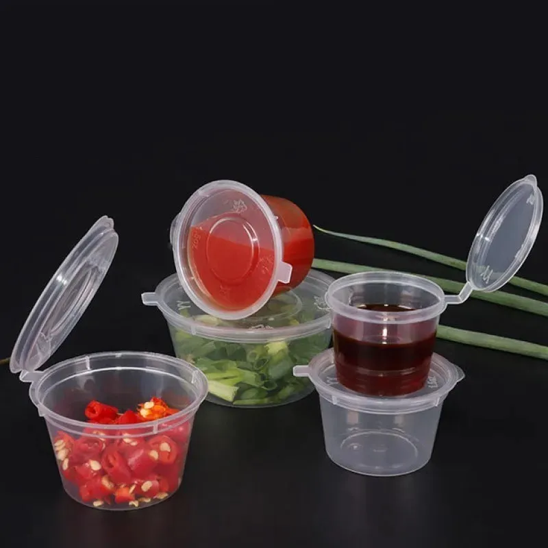 DHgate.com:500pcs Disposable Clear Sauce Cups with Hinged Lids, 3 Sizes ...