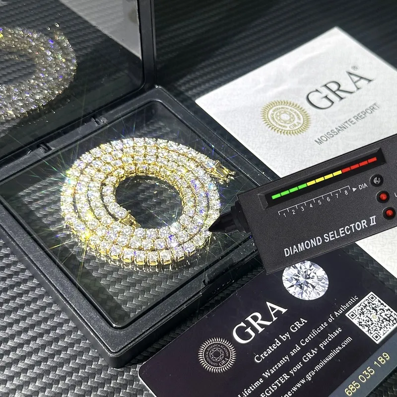 Solid Gold Lab Grown Diamond Tennis Necklace Bracelet - Premium Quality ...