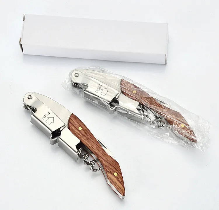 Professional Waiters Corkscrew - Wood Handle Wine Opener, Multifunction ...