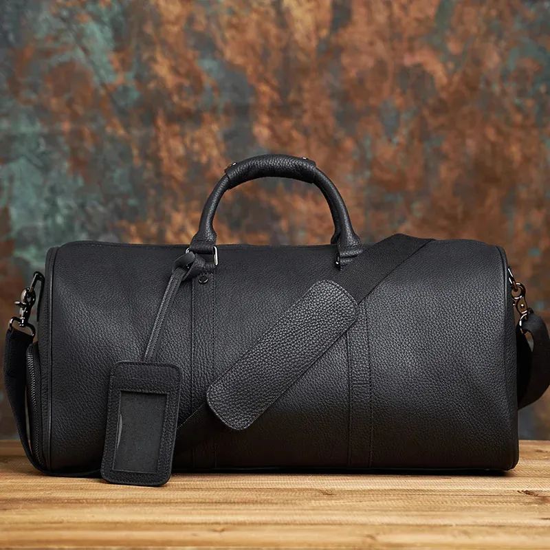 Premium Leather Duffle Bag with Shoe Compartment - Ideal Weekend ...