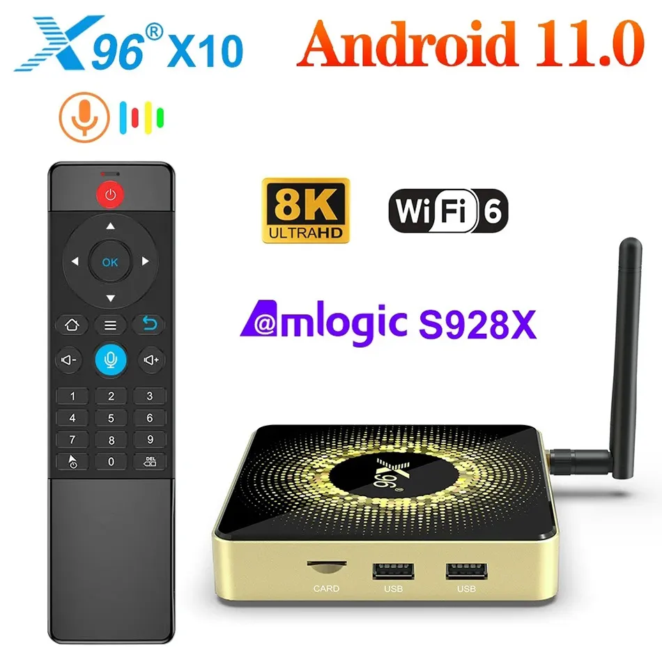 X96 X10 Android 11.0 Caixa De TV 8GB RAM 64GB ROM 8K 2024 AMLOGIC S928X SMART TV Box Com Wifi6 ...