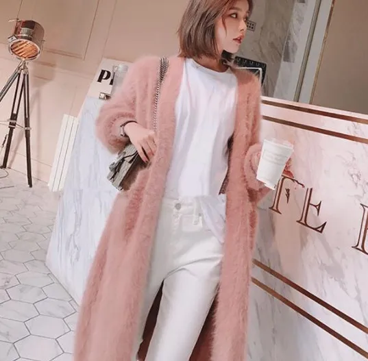 DHgate.com:Womens Angora Rabbit Long Cardigan Sweater with Pearl ...