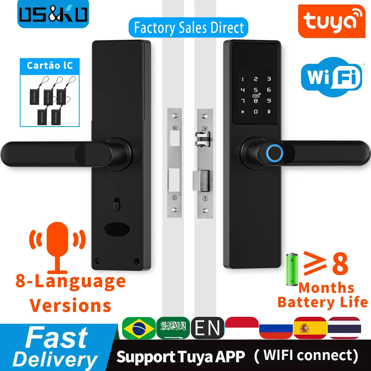 DHgate.com:Tuya Smart Biometric Door Lock, Black Electronic Keyless ...