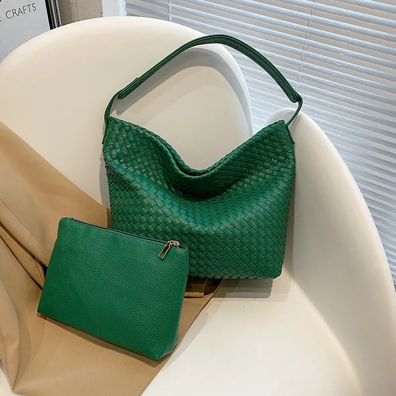 DHgate.com:Two-Piece Handwoven Padded Leather Backpack & Tote Bag Set ...