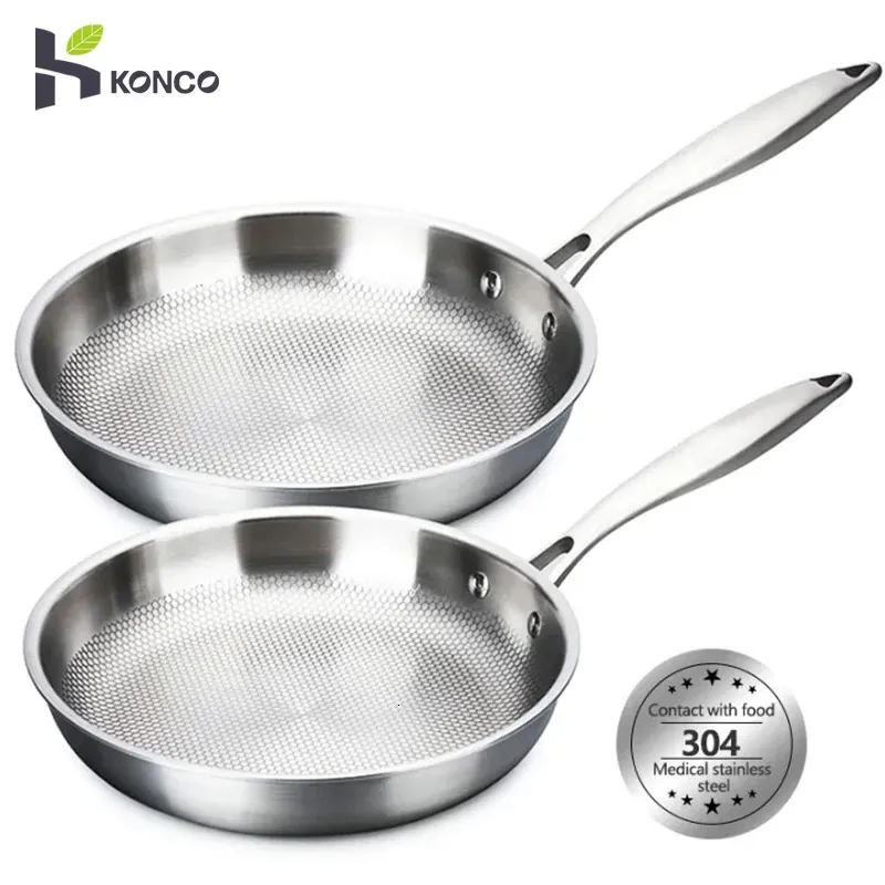 304 Wok De Freing Antiadherente De Acero Inoxidable, Woks Planos ...