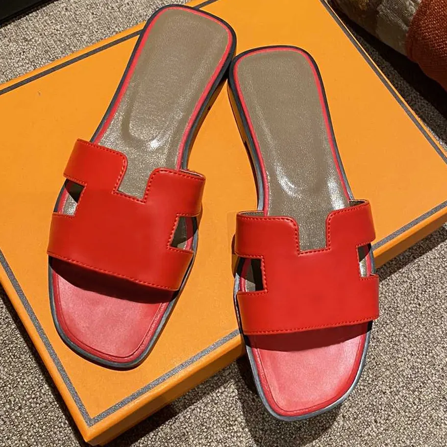 Luxury Leather Designer Slides: Classic H Shaped Flat Sandals For Men ...