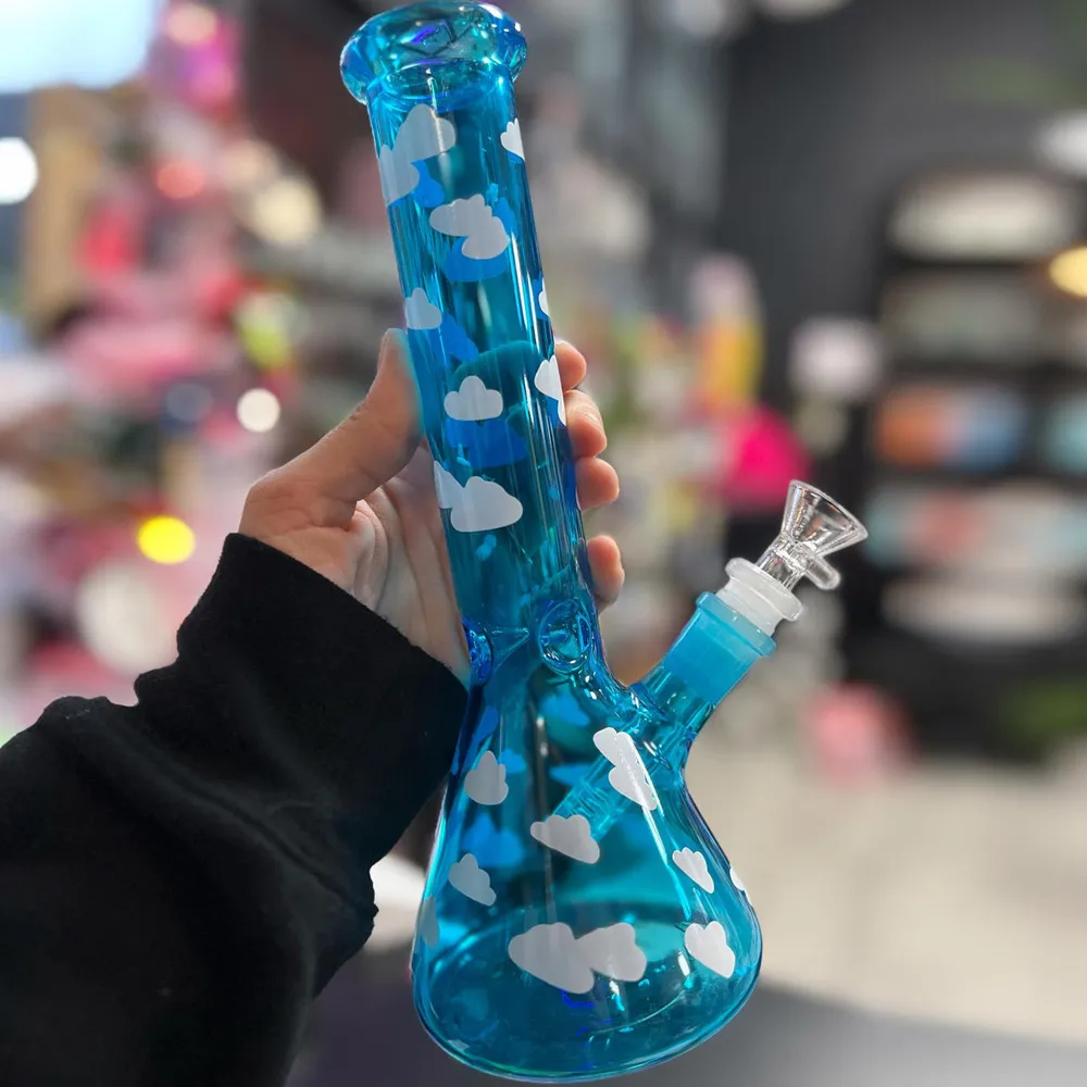 Thick Beaker Bong Hookahs Heady Downstem Perc Water Pipe Glass Recycler ...