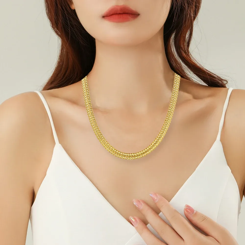 14k Gold Jewelry Set - Curb Cuban & Snake Chain Necklace Bracelet for ...