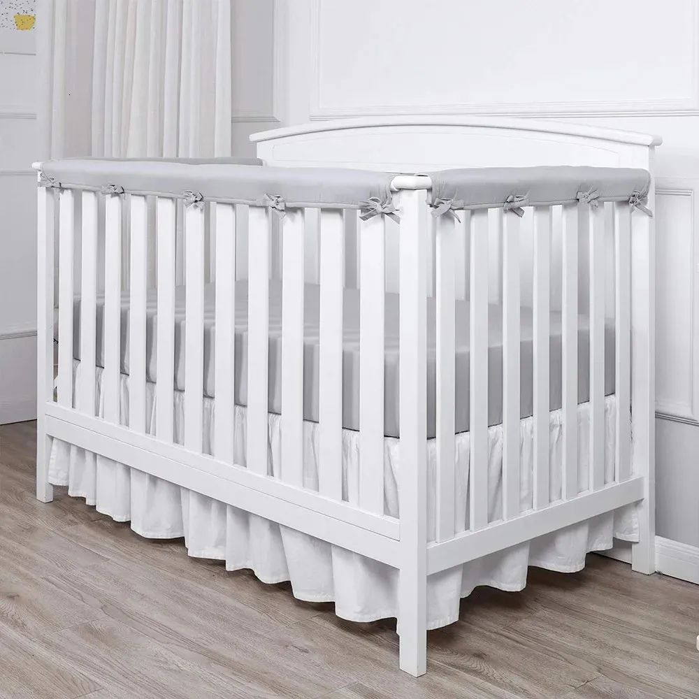 Baby Bed Rail Cover, Cotton Anti-bite Solid Color Crib Wrap Protector ...