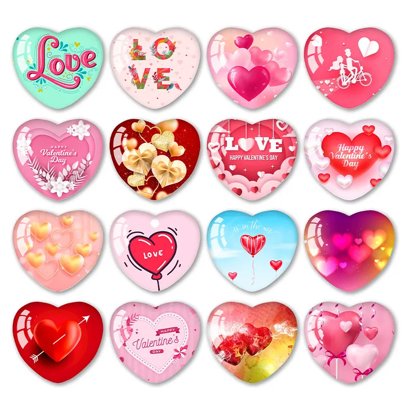 Fridge Magnets: Cartoon Heart Shaped Crystal Glass Magnetic Stickers ...