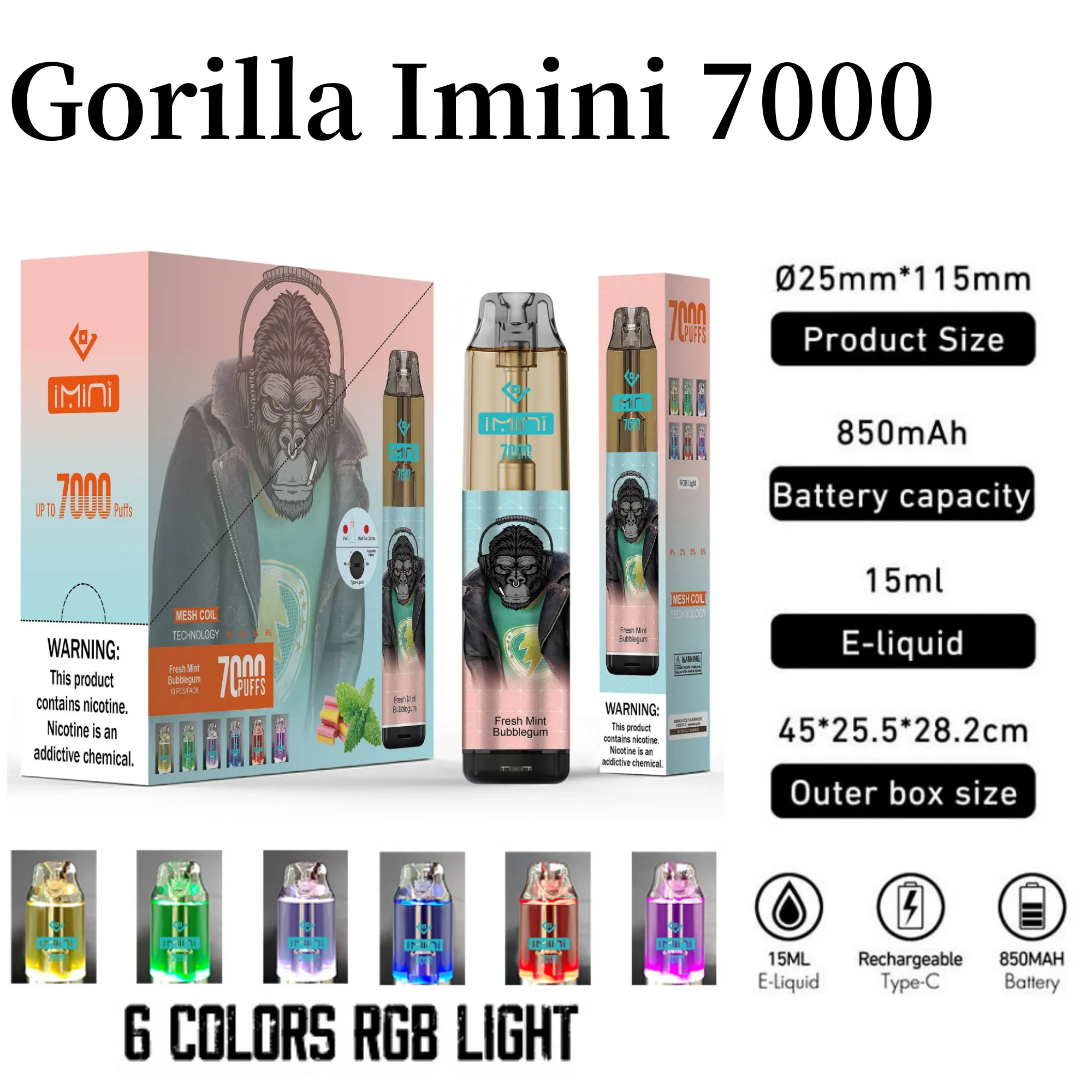 France Germany US Warehouse Original 7000 Puffs 7k Vaper Bar Disposable ...