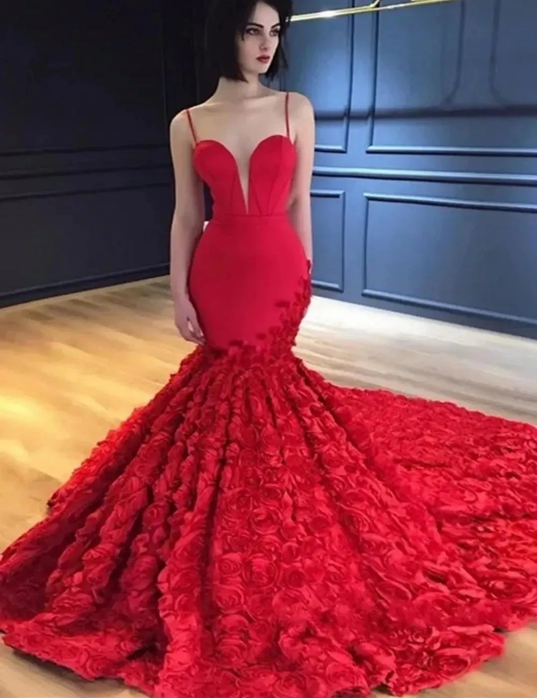 Red Mermaid Sweetheart Prom Dress Spaghetti Straps... From Babynice666 ...