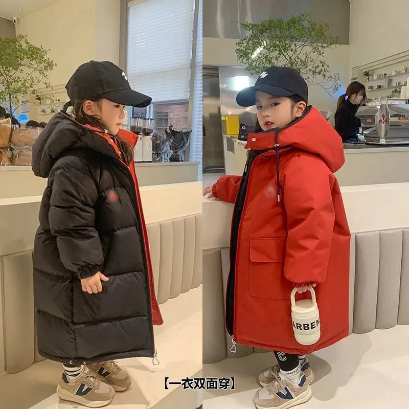 Girls' Winter Hooded Parka: Thick Cotton Coat, Long Warm Snowsuit ...