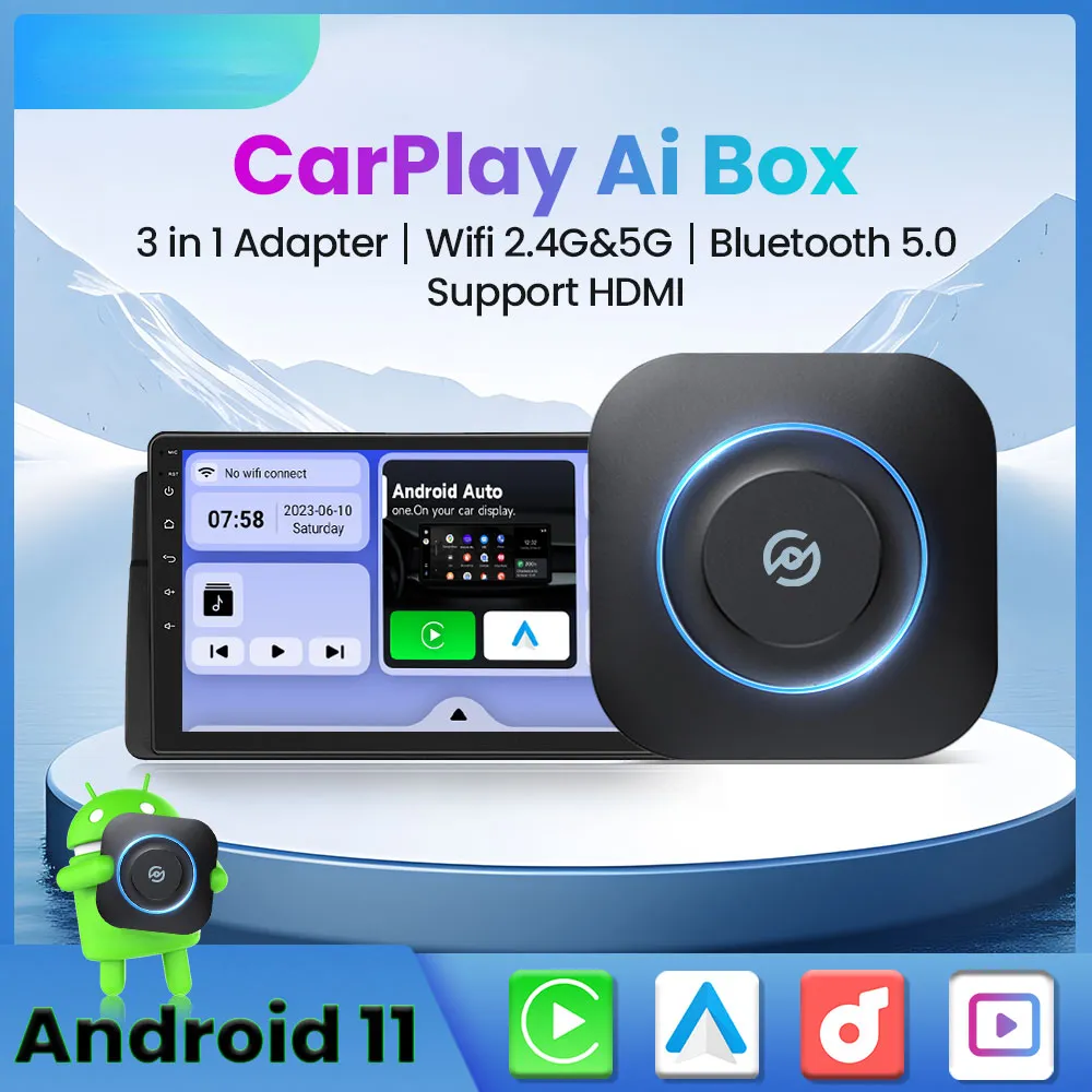Car Mini Carplay Ai Box Wireless Carplay Dongle Android 11 Android Auto Adapter With Apps For ...