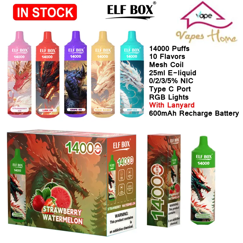 Original ELF BOX 14000 Puff Einweg Vape Stift 14k Puffs 0% 2% 3% 5% ...