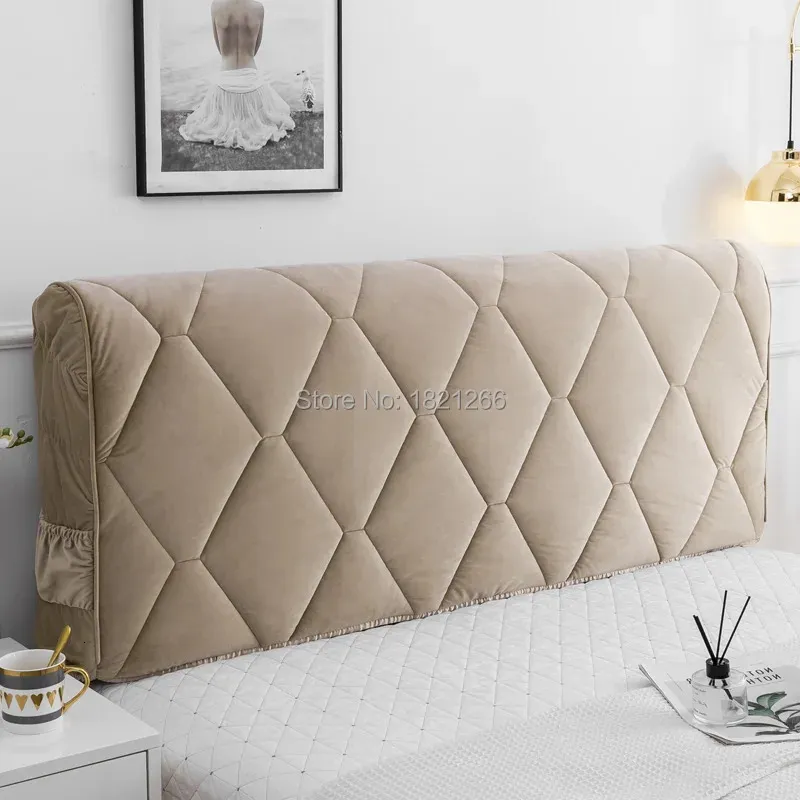 Dustproof Thicken Headboard Slipcover - Solid Color Bed Head Protector ...