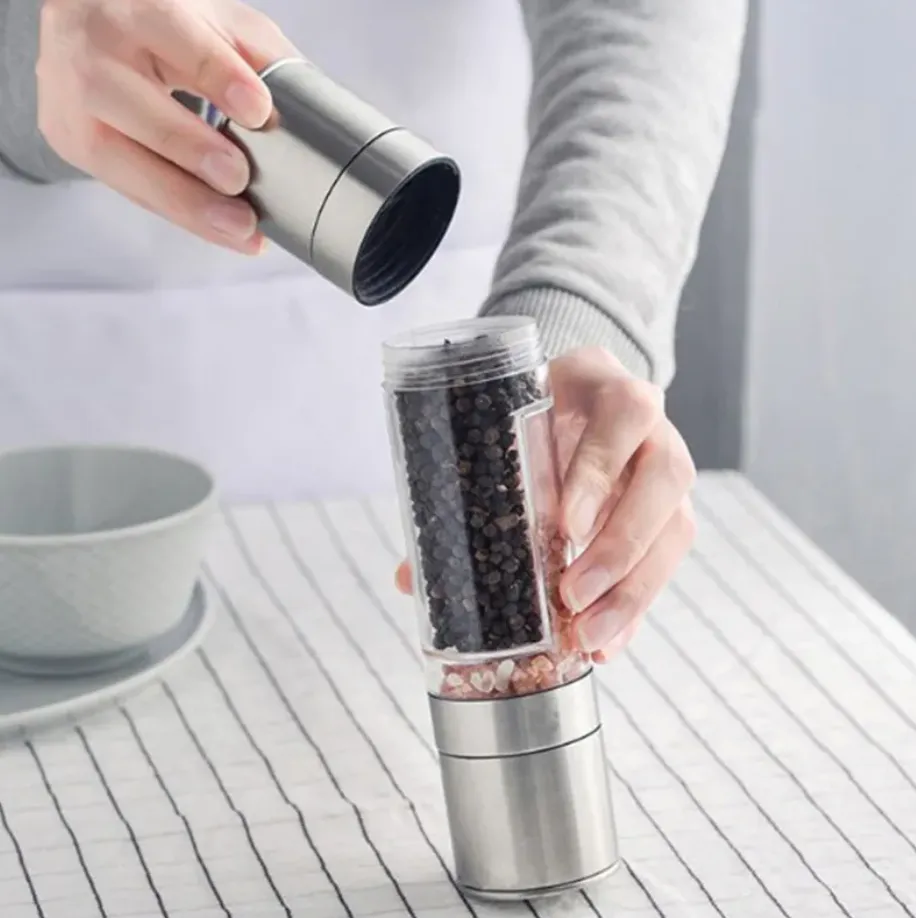 2 In 1 Manual Stainless Steel Salt and Pepper Grinder 200ml Spice Mill ...