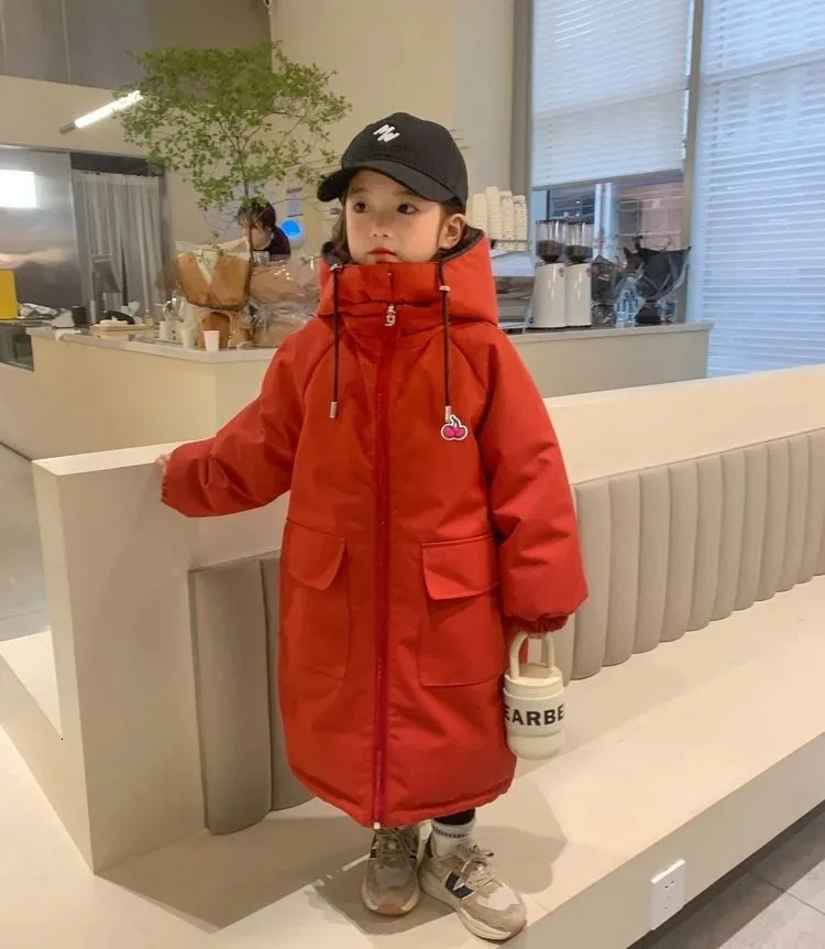 Girls' Winter Hooded Parka: Thick Cotton Coat, Long Warm Snowsuit ...