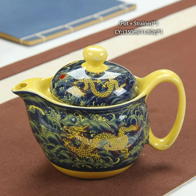 Tea Cups Chinese Ceramic Set Kung Fu Porcelain Cup Pot Dragon Teapot ...