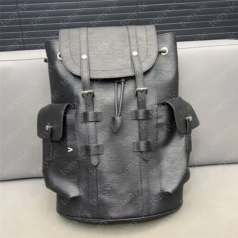 Men's Designer Christopher Backpack Big Book Bag Travel Leather Back ...
