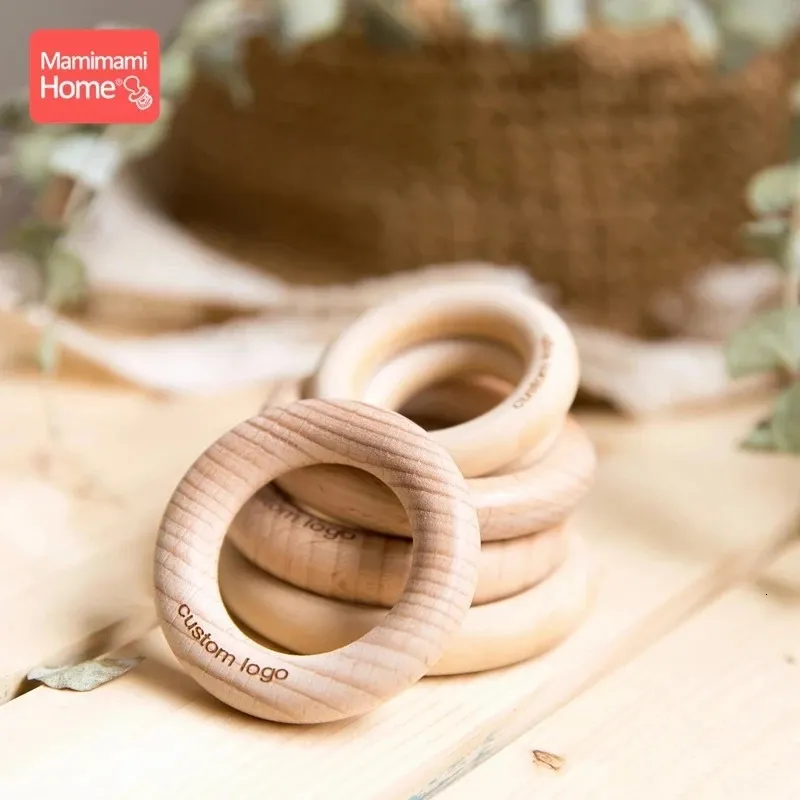 DHgate.com:Mamihome Wooden Ring Baby Teether 50pc Set Customizable Natural Beech Teething Toys ...