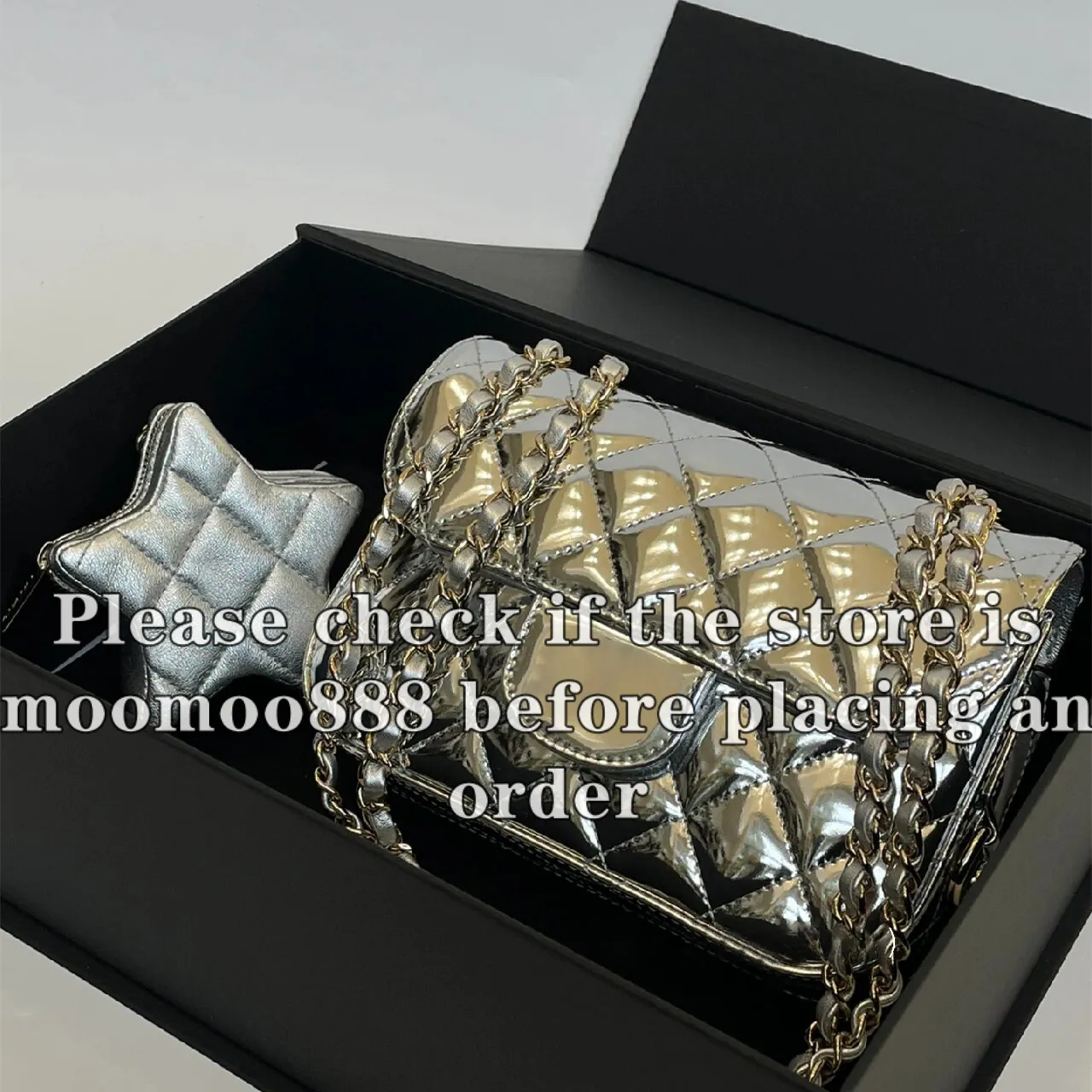 Genuine Leather Quilted Mini Star Coin Purse Bag Silver, Black, Gold ...