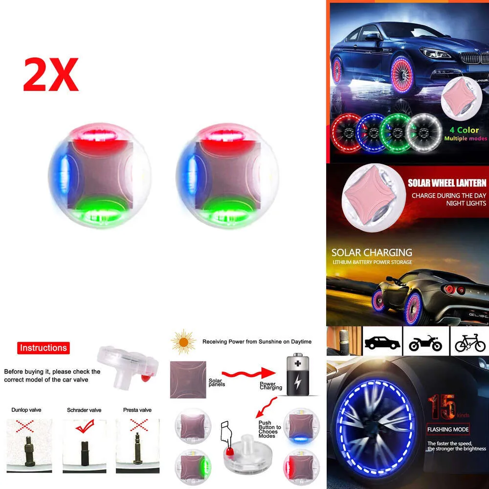 Solar Powered LED Car Wheel Caps Flashing Valve Caps For Tire Hub ...