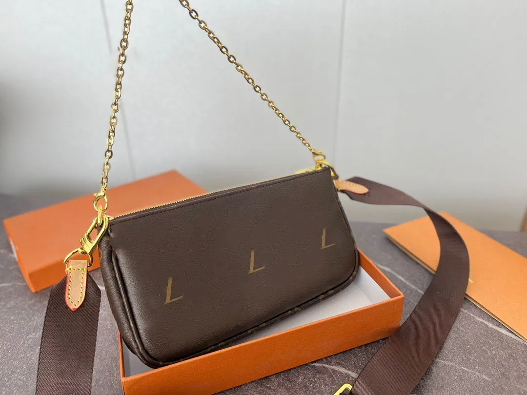 Designer 3 In 1 Pochette Chains Bag Canvas Shoulder Clutch Crossbody ...