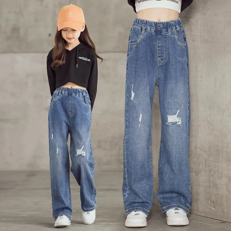 Jeans Girls Kids Jeans Graffiti Fashion Children Pants Trousers Spring ...