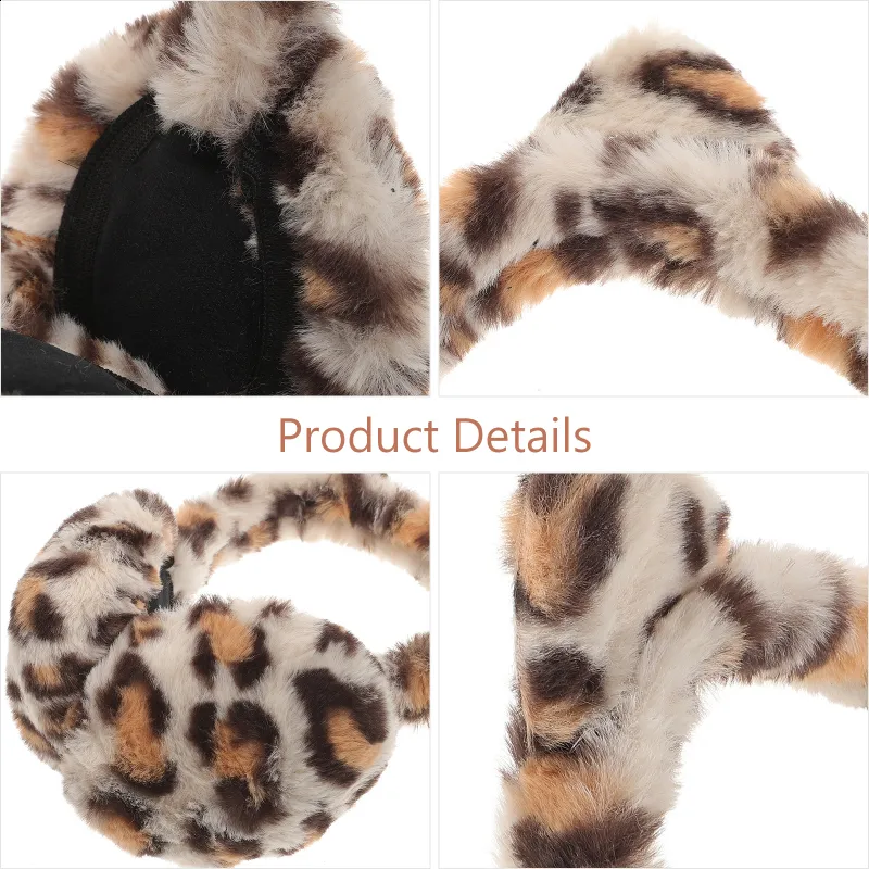 Leopard Print Faux Fur Ear Warmers for Women - Plush Winter Earmuffs ...