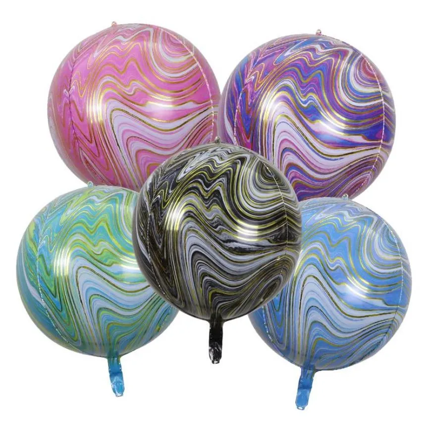 4D Aluminum Foil Balloons - 5 Pack, 22'' Floating Agate Marble for ...
