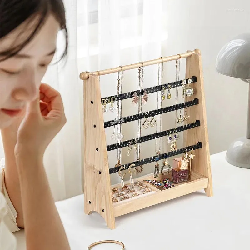 Jewelry Pouches Wooden 5 Layer Display Stand Disassembly Multi Function ...