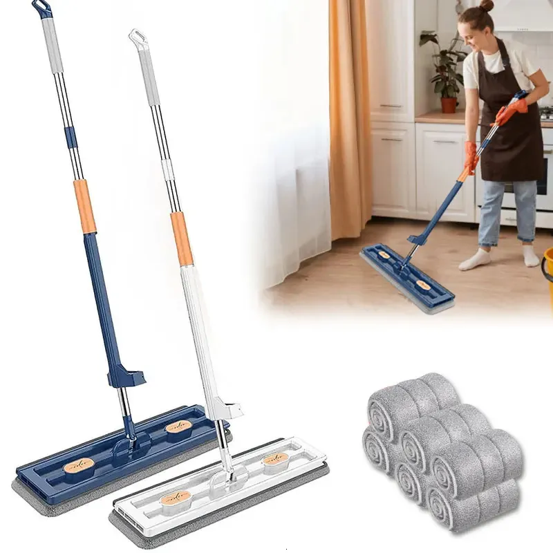 Microfiber Flat Mop with Washable Pads, Hand Free Squeeze Cleaning ...