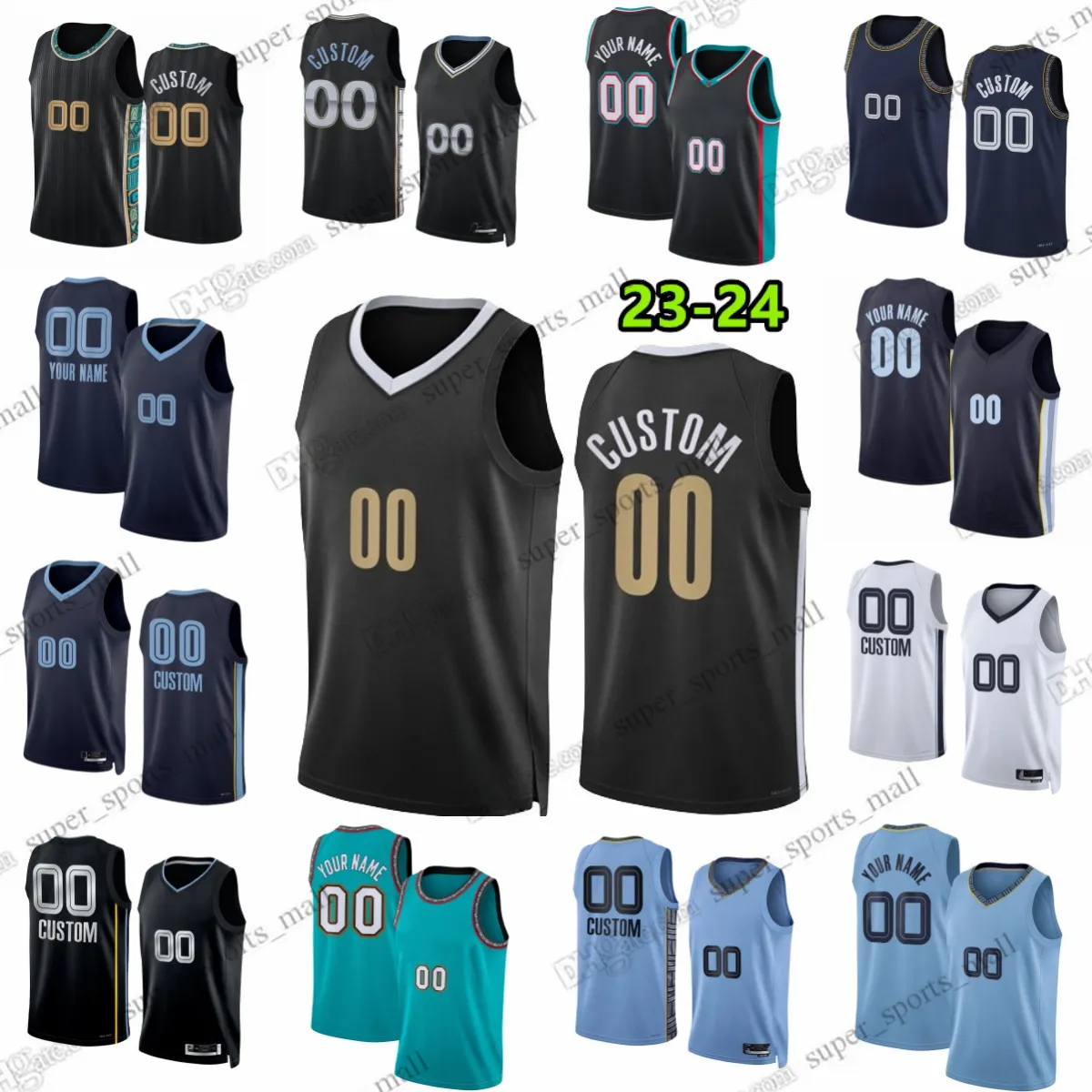 Custom Printed 2023 24 New Basketball Jerseys Ja Morant Jaren Jackson ...