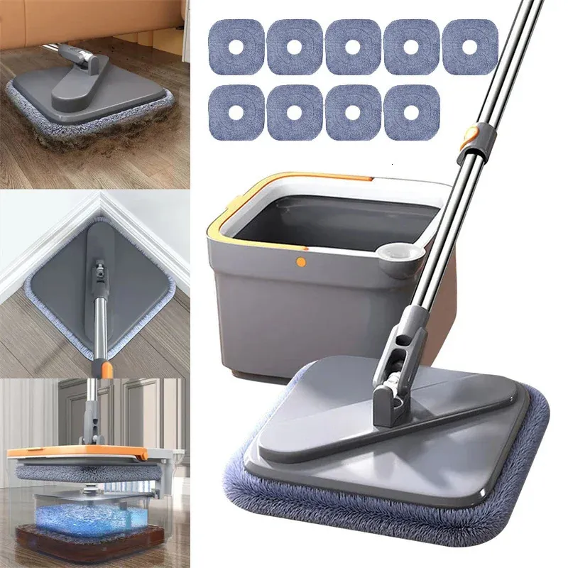 Hand-Free Lazy Squeeze Mop, Automatic Spin Bucket with Nano Microfiber ...