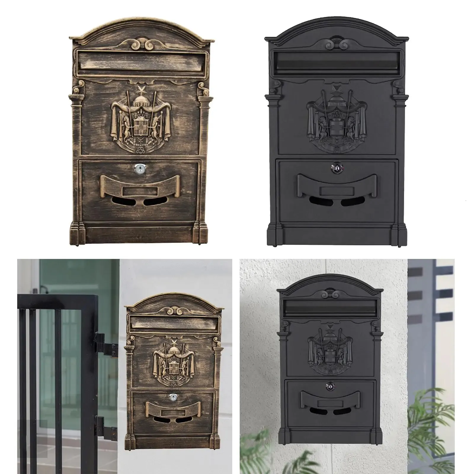 Decorative Mailboxes Vintage Style, Large Capacity Outdoor Mailbox With ...