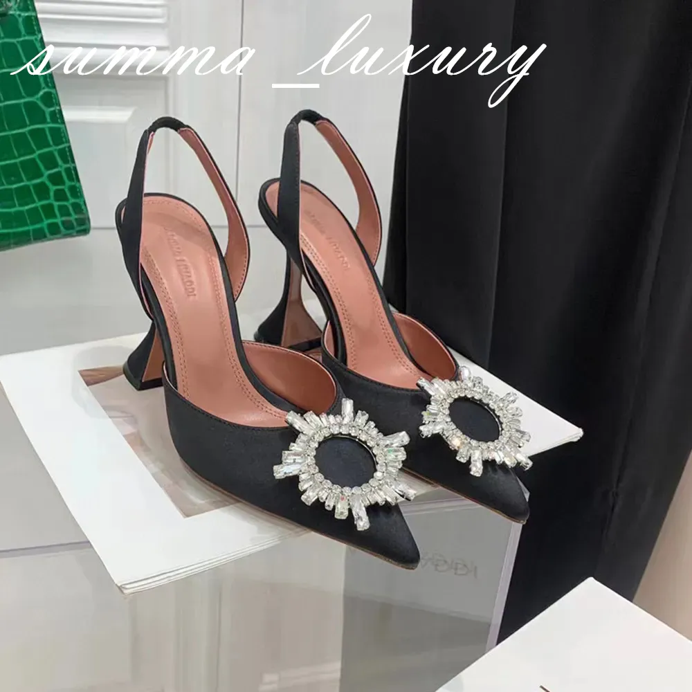 Crystal Embellished Mirror Face Slingback Sandals For Women Designer ...