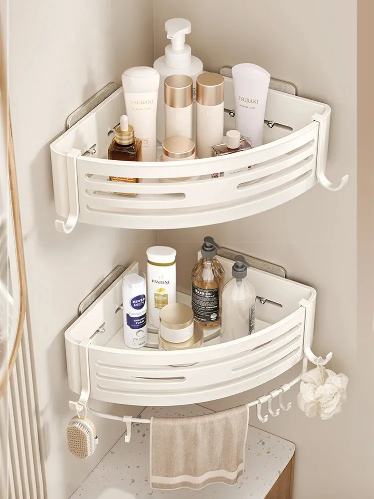 Corner Bathroom Shelves Aluminum Alloy Heighten Hanging Shower Storage ...