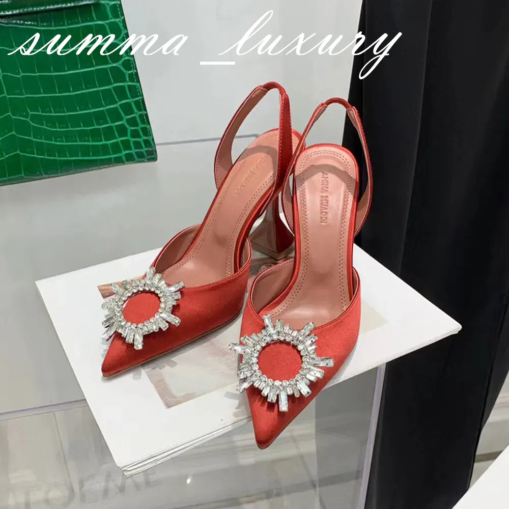 Crystal Embellished Mirror Face Slingback Sandals For Women Designer ...