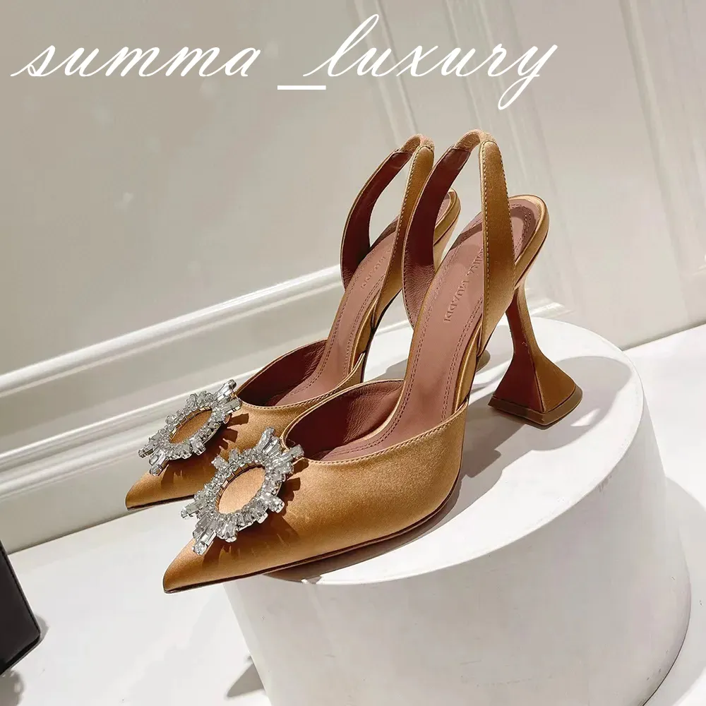 Crystal Embellished Mirror Face Slingback Sandals For Women Designer ...