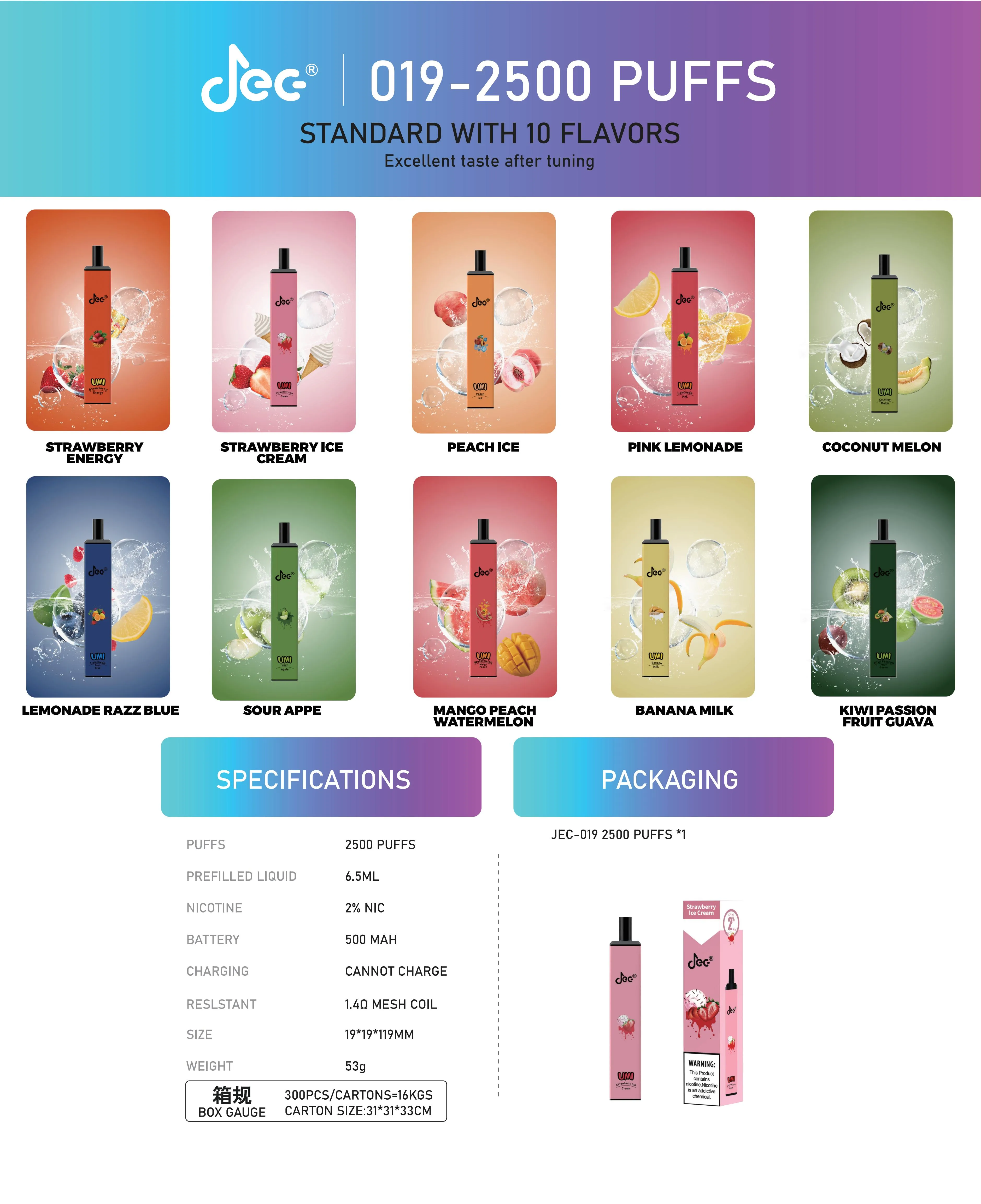 100% JEC Original De Alta Qualidade Vape 2500 Puffs Líquido Preenchido 6,5 Ml Randm Fump 25k ...