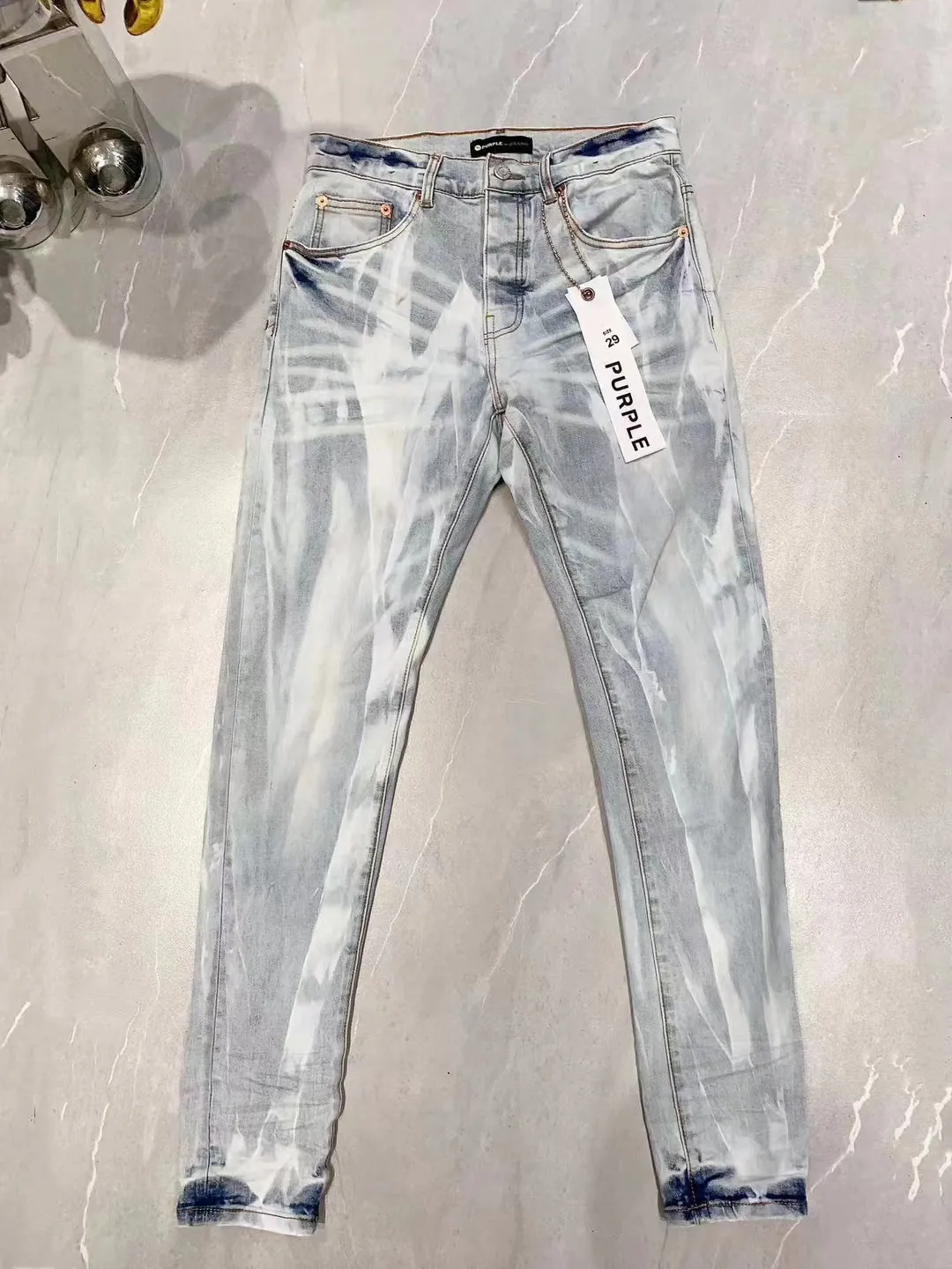 Mens Designer Purple Jeans Biker Slim Fit Motorcycle Bikers Denim For ...