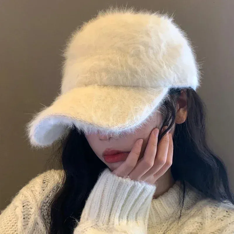 DHgate.com:Solid Color Rabbit Fur Baseball Cap for Women in Autumn and ...