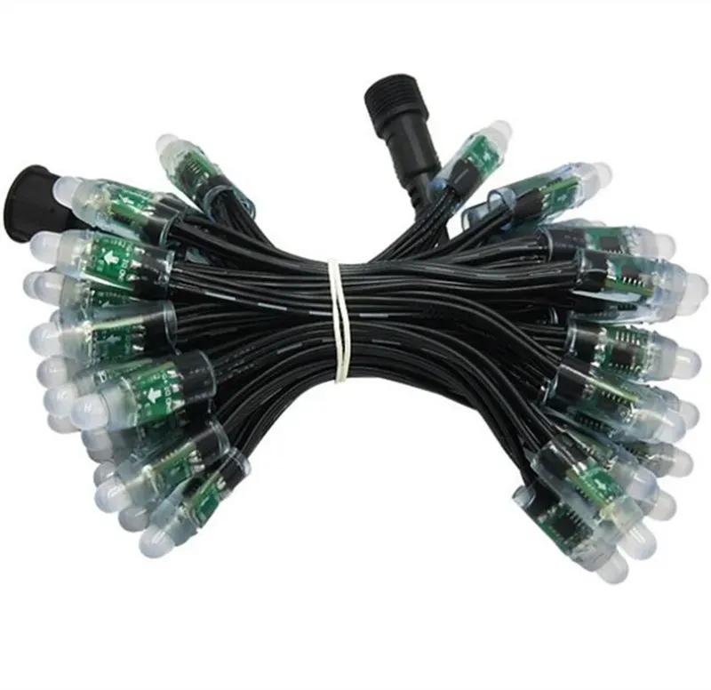 1000 Uds DC12V WS2811 Módulos LED De Píxeles De Bala 100ct Cable Negro ...