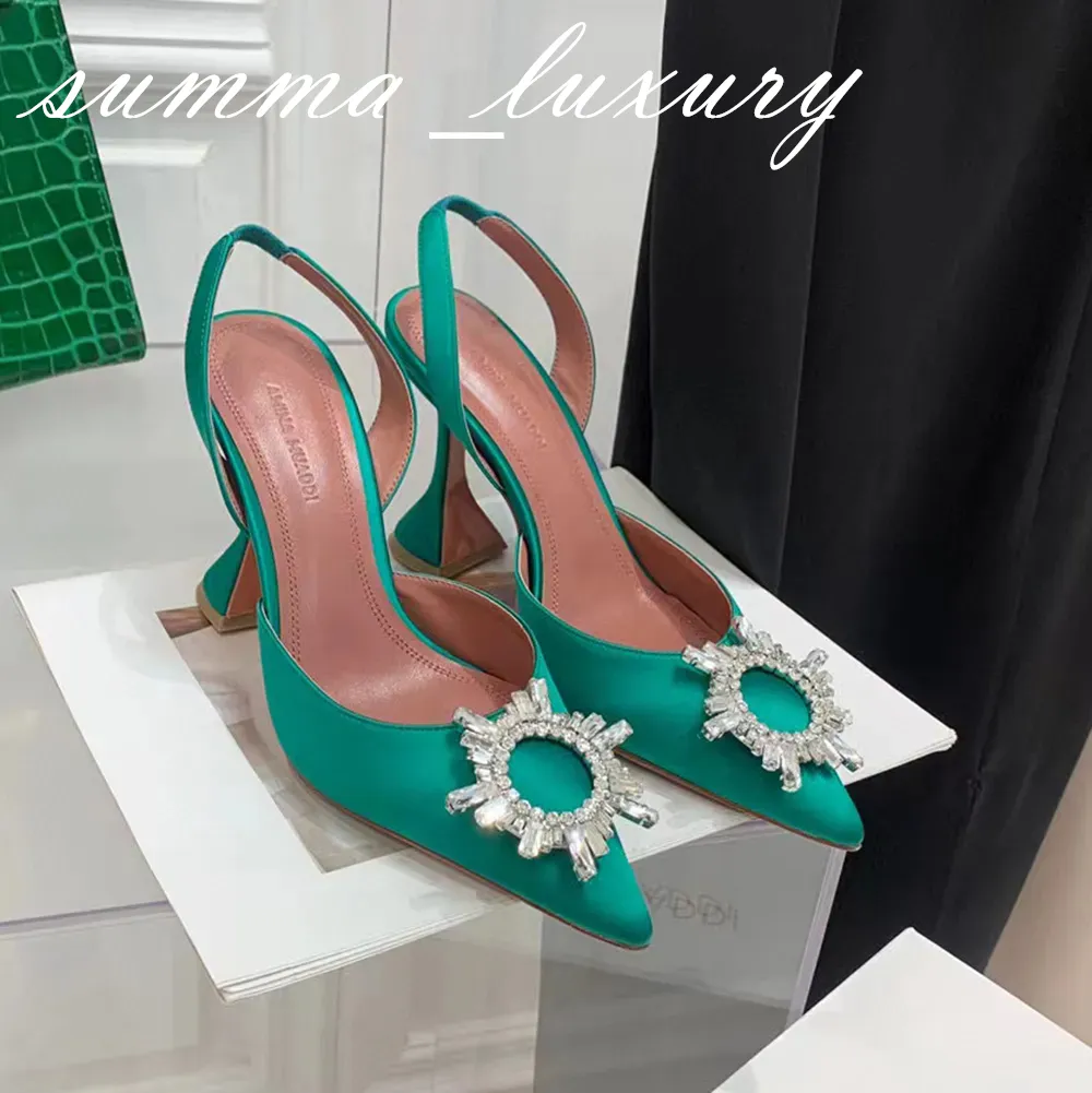 Crystal Embellished Mirror Face Slingback Sandals For Women Designer ...