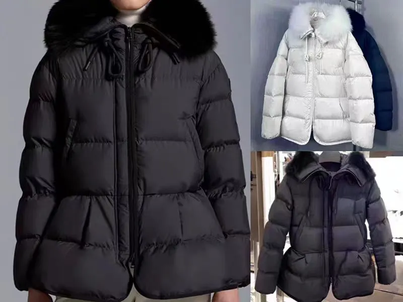 2023 Autumn Winter Womens White Duck Down Parkas Jackets Zipper Fur