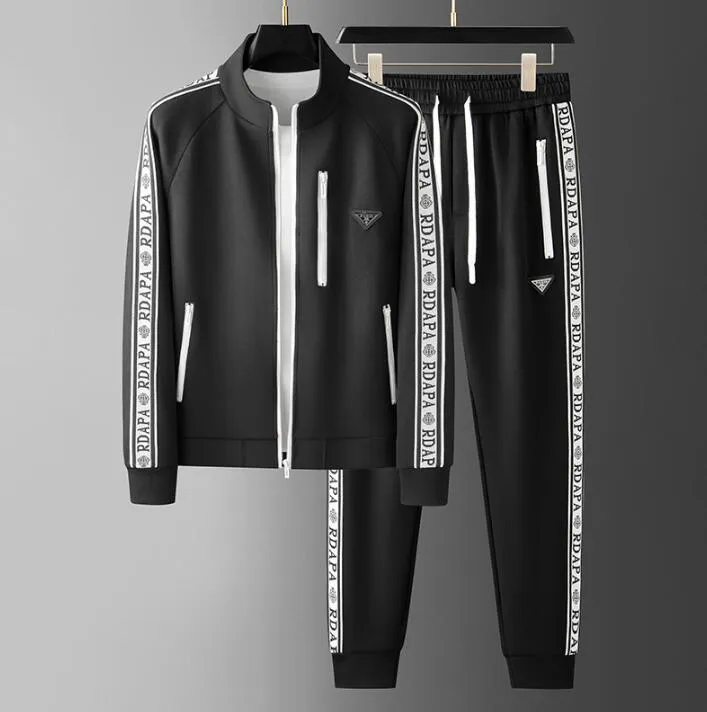 Mens Casual Sports Coat And Pants Set, Autumn New Ribbon Trendy Brand ...